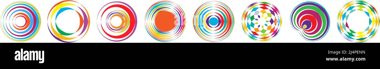 Random concentric circles. Circular abstract geometric icon, symbol ...