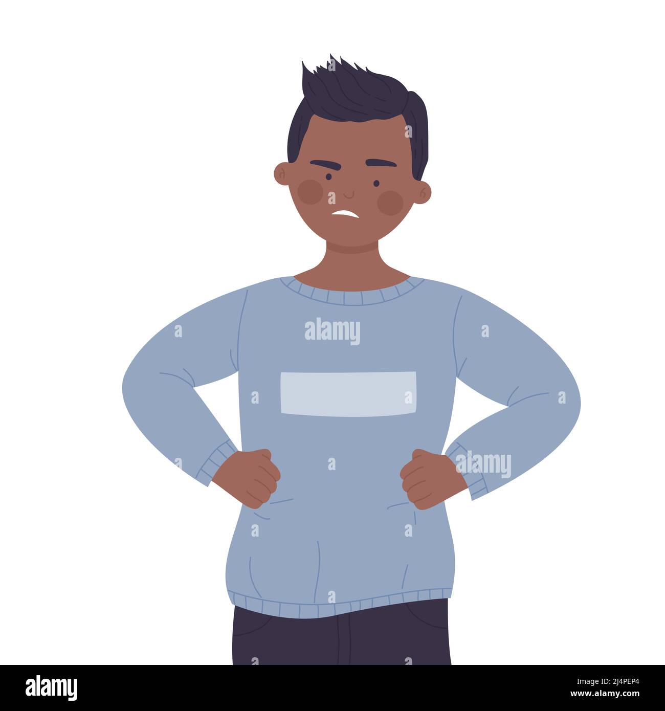 Angry disappointed african boy. Sad face expression, upset feeling and ...