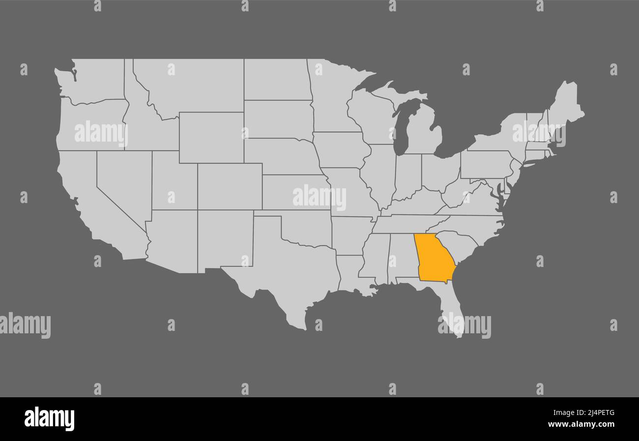 Map of the United States with Georgia highlight Stock Vector Image ...