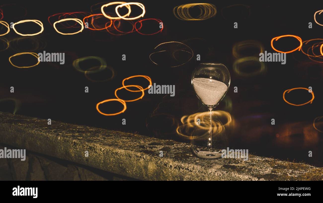 hourglass at night Stock Photo - Alamy