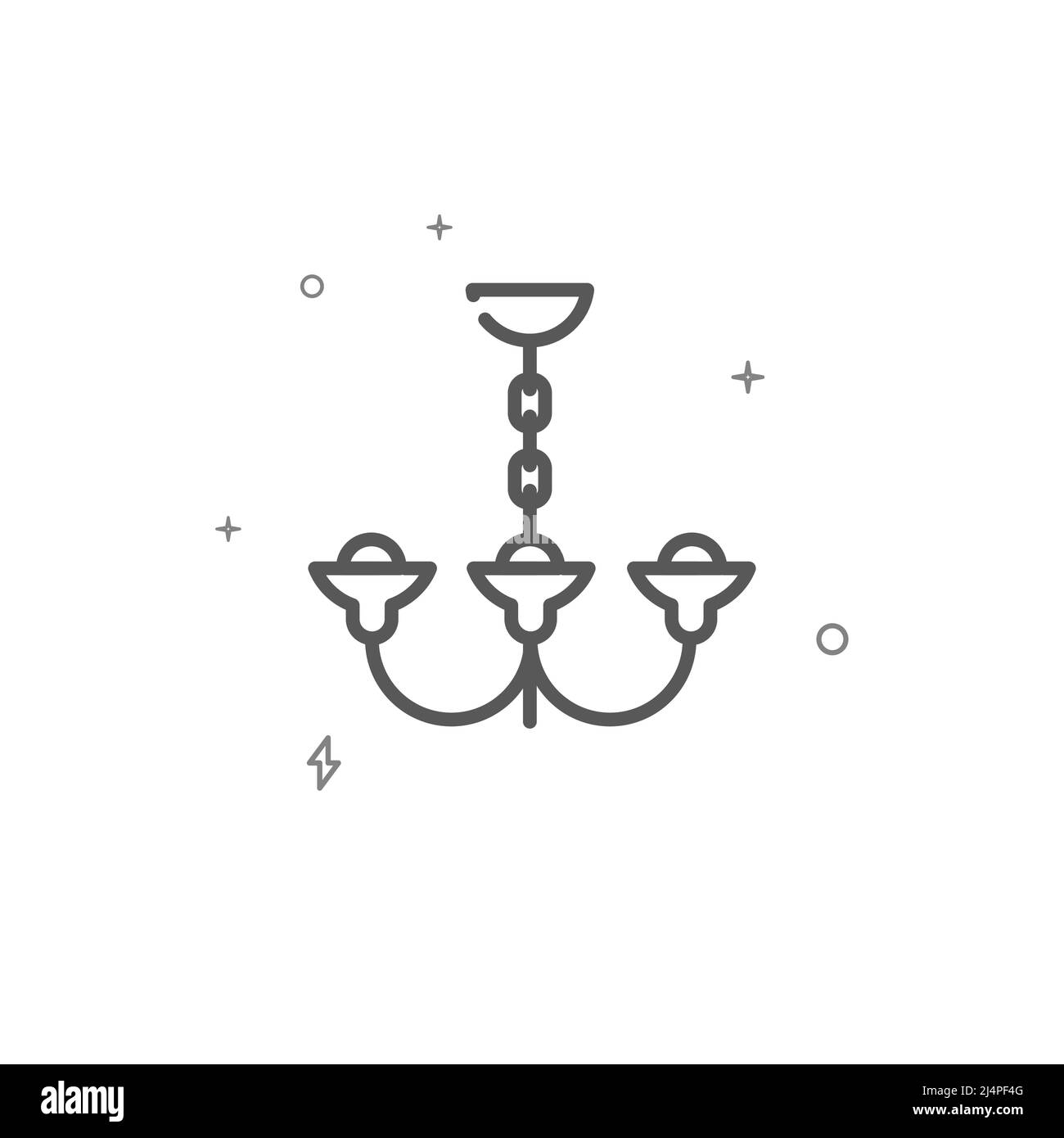 Chandelier with several horns simple vector line icon. Lamp symbol ...