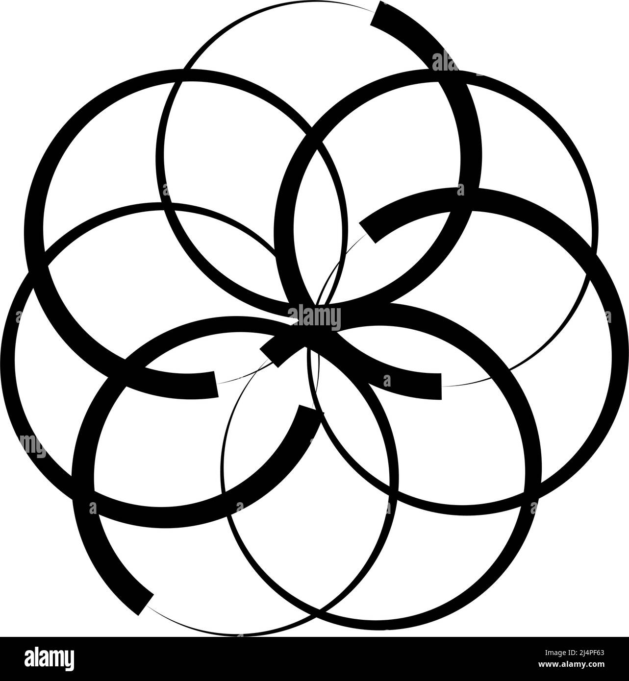 Interlocking, interlace circles circular geometric icon, logo. Stock ...