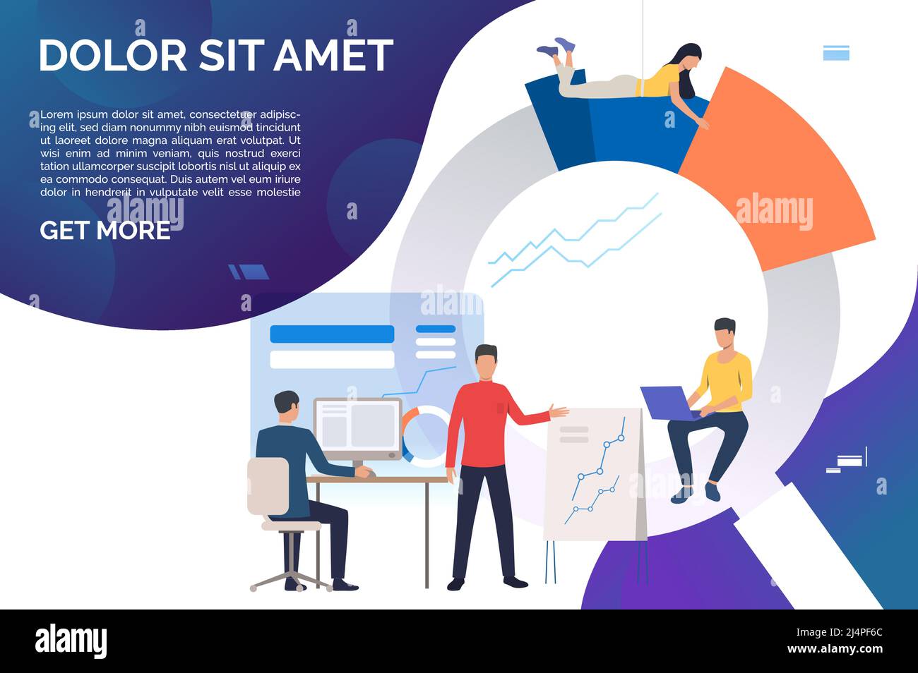 Workgroup building diagram, holding presentation, analyzing reports ...