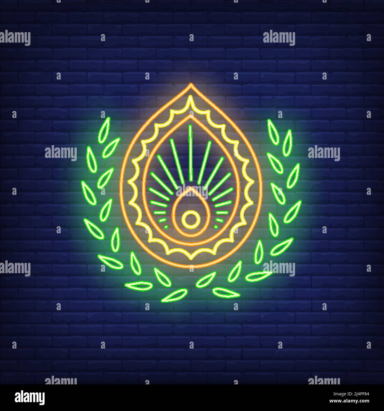 Abstract emblem neon sign. Decor, logo design. Night bright neon sign ...