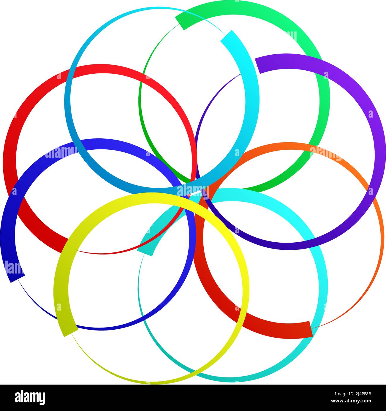 Interlocking, interlace circles circular geometric icon, logo. Stock ...