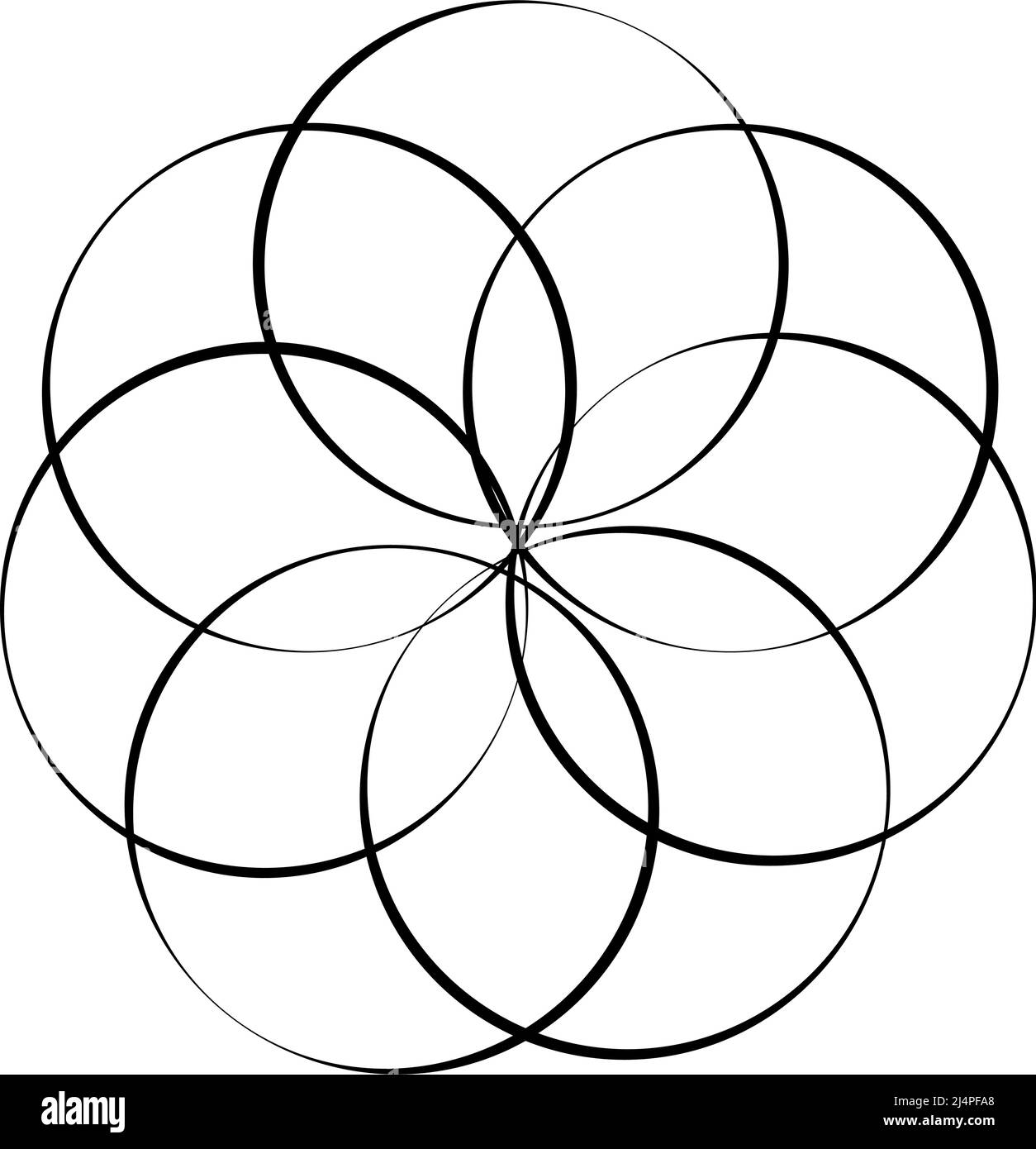 Interlocking, interlace circles circular geometric icon, logo. Stock ...