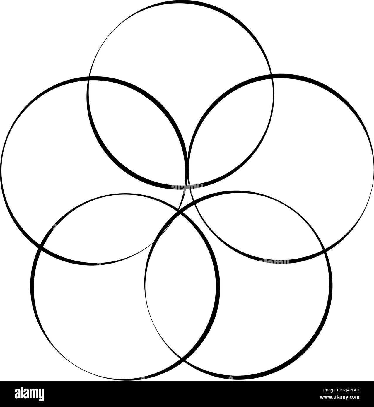 Interlocking, interlace circles circular geometric icon, logo. Stock ...