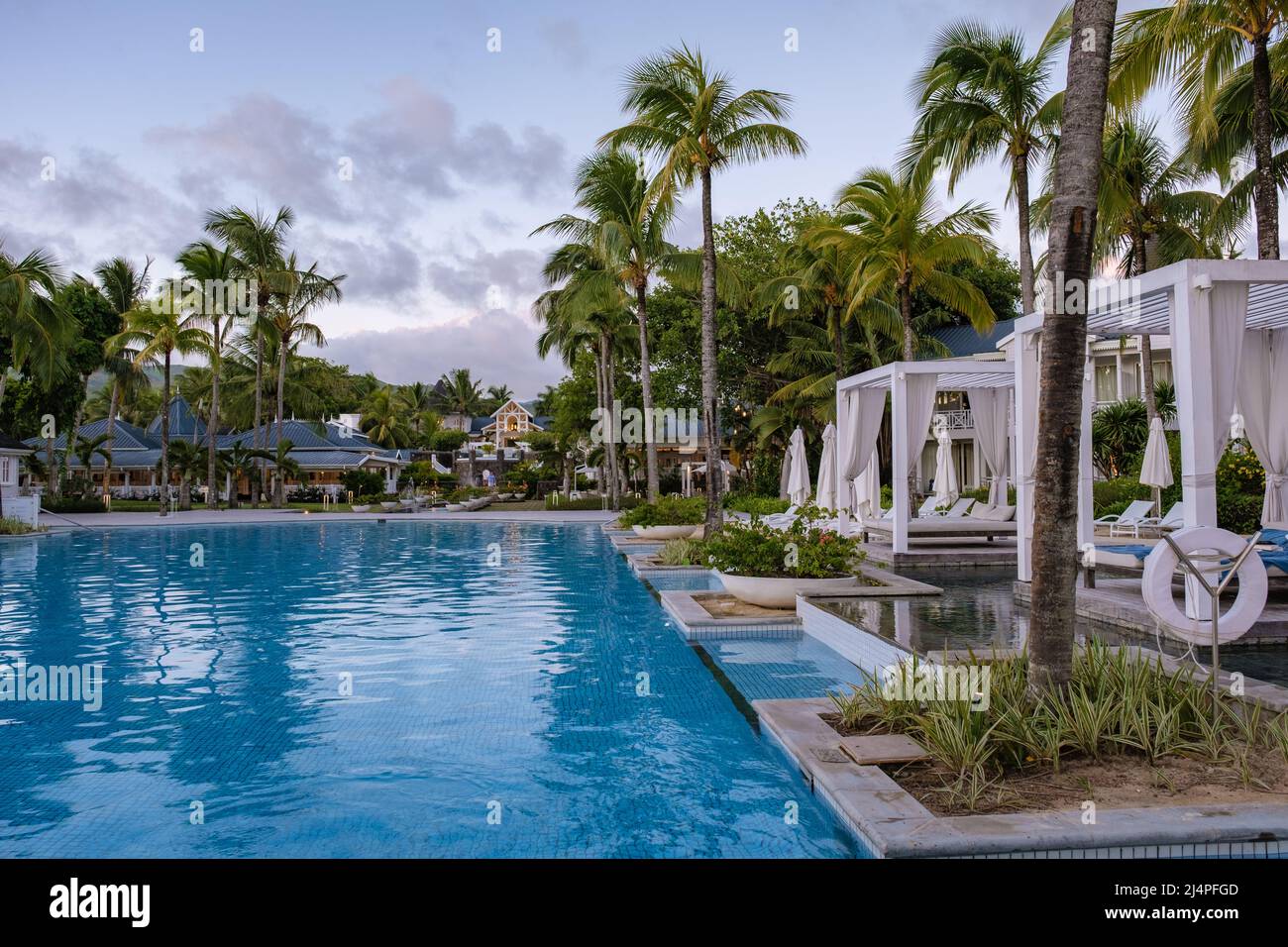 Tropical swimming pool on a tropical Island Mauritius pool view on a ...