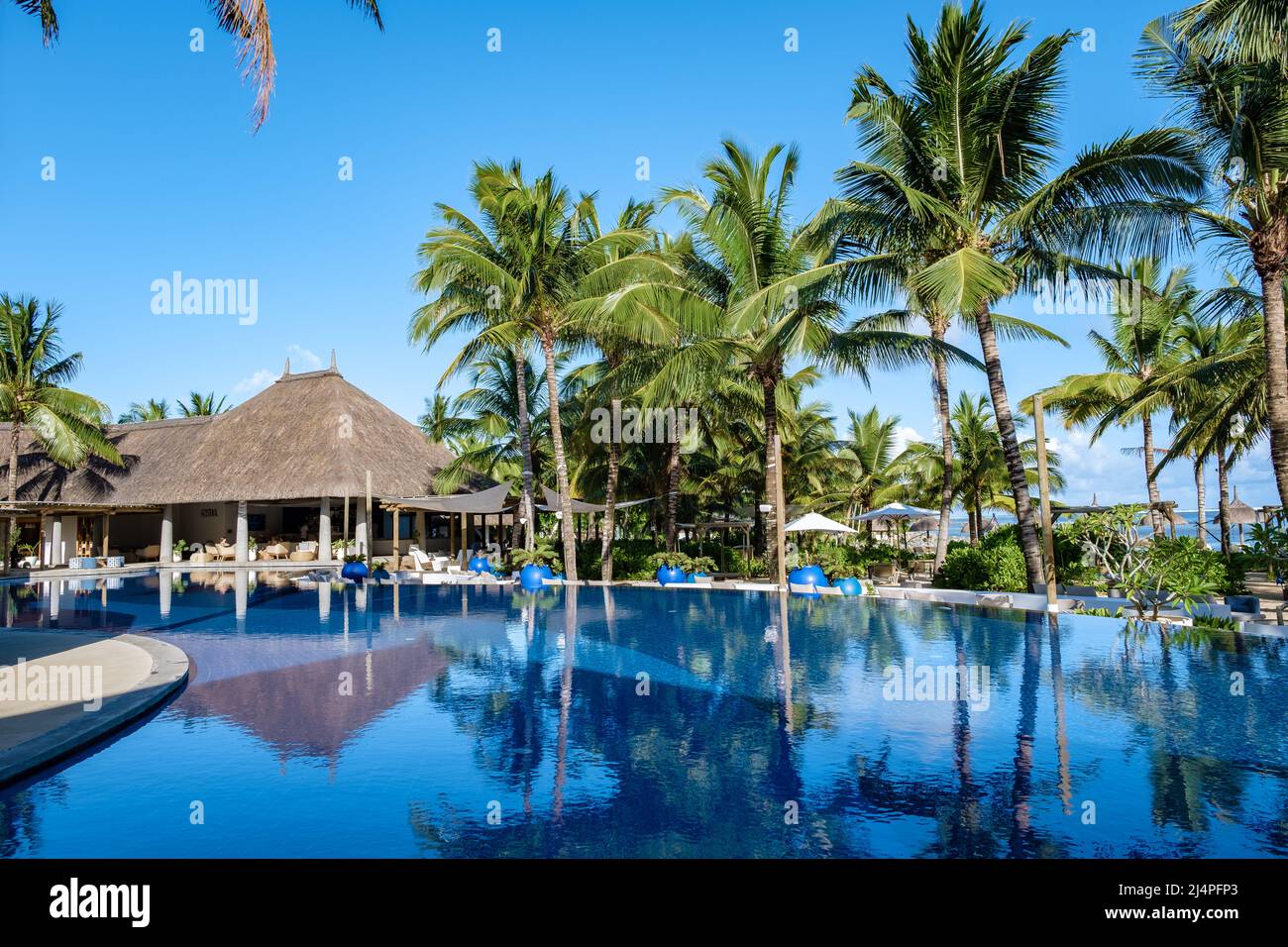 Tropical swimming pool on a tropical Island Mauritius pool view on a ...