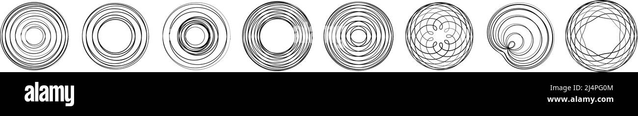 Random concentric circles. Circular abstract geometric icon, symbol ...