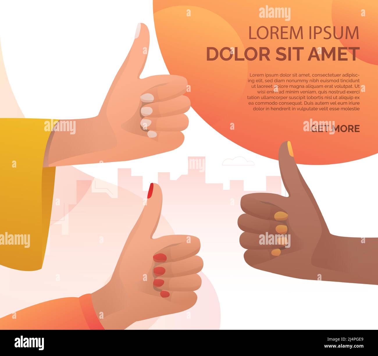 Arms of group of women showing like. Positive review, success, teamwork ...