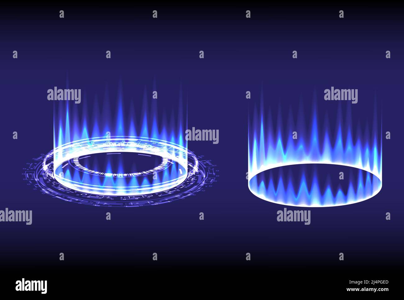 Circle teleport podium. Hologram and portal display stage. Sci-fi ...