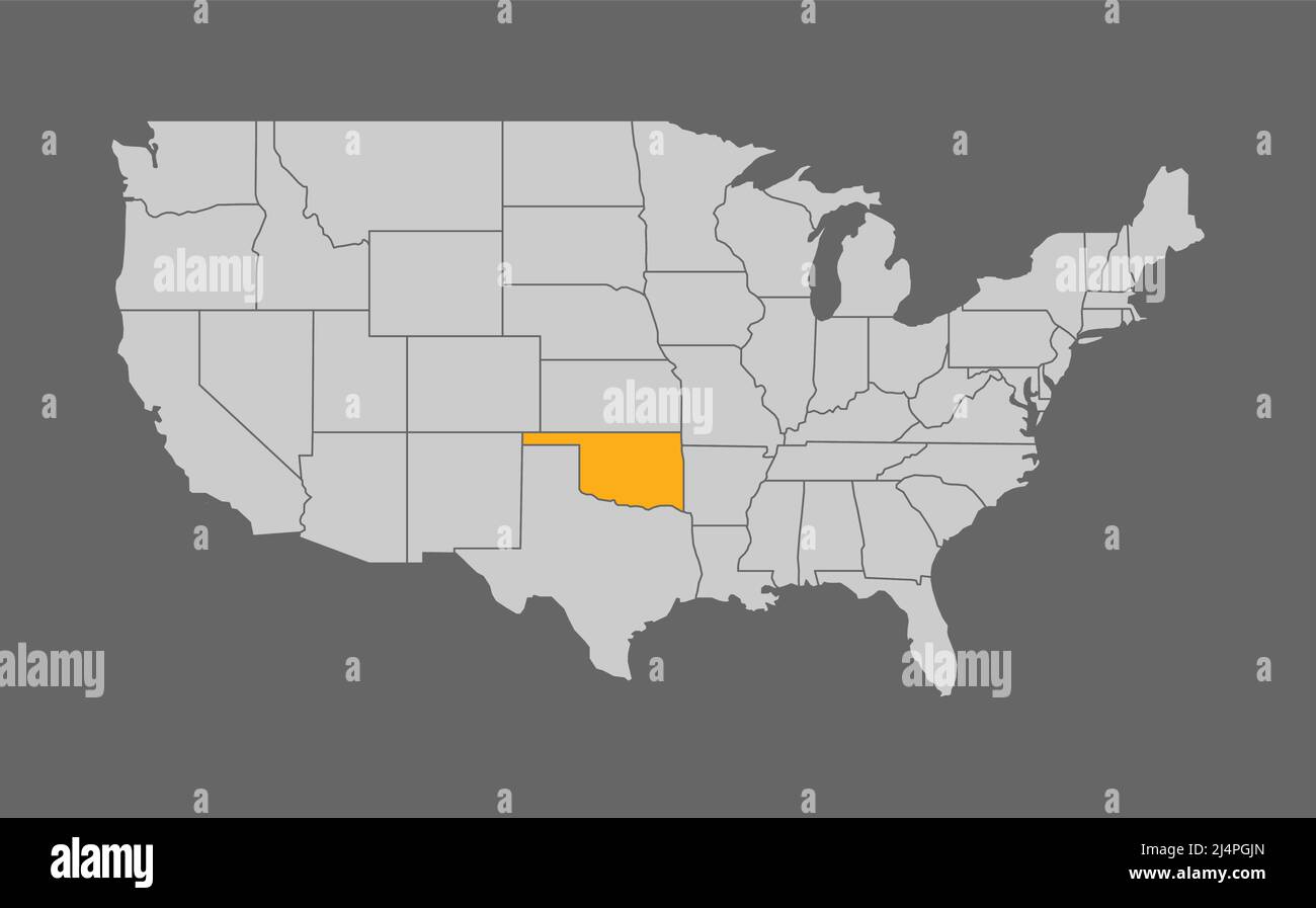 Map of the United States with Oklahoma highlight Stock Vector Image ...