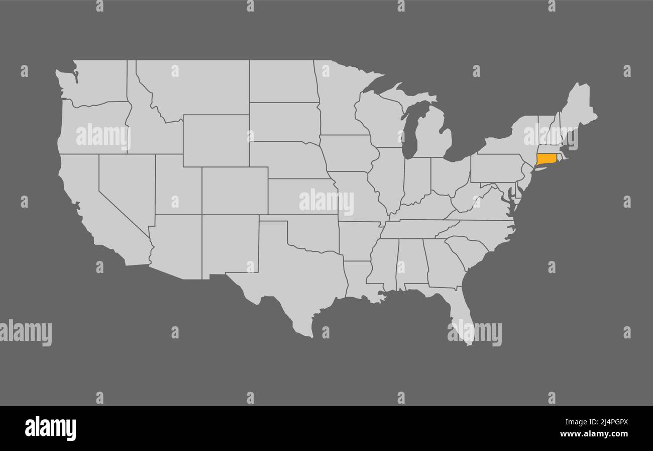 Map of United States with Connecticut highlight Stock Vector Image ...