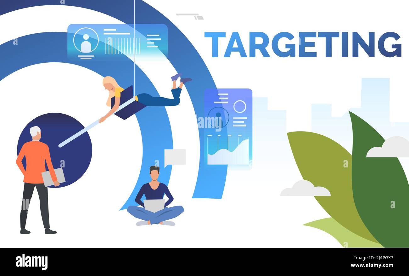 Business people setting arrow in financial target. Planning, management ...