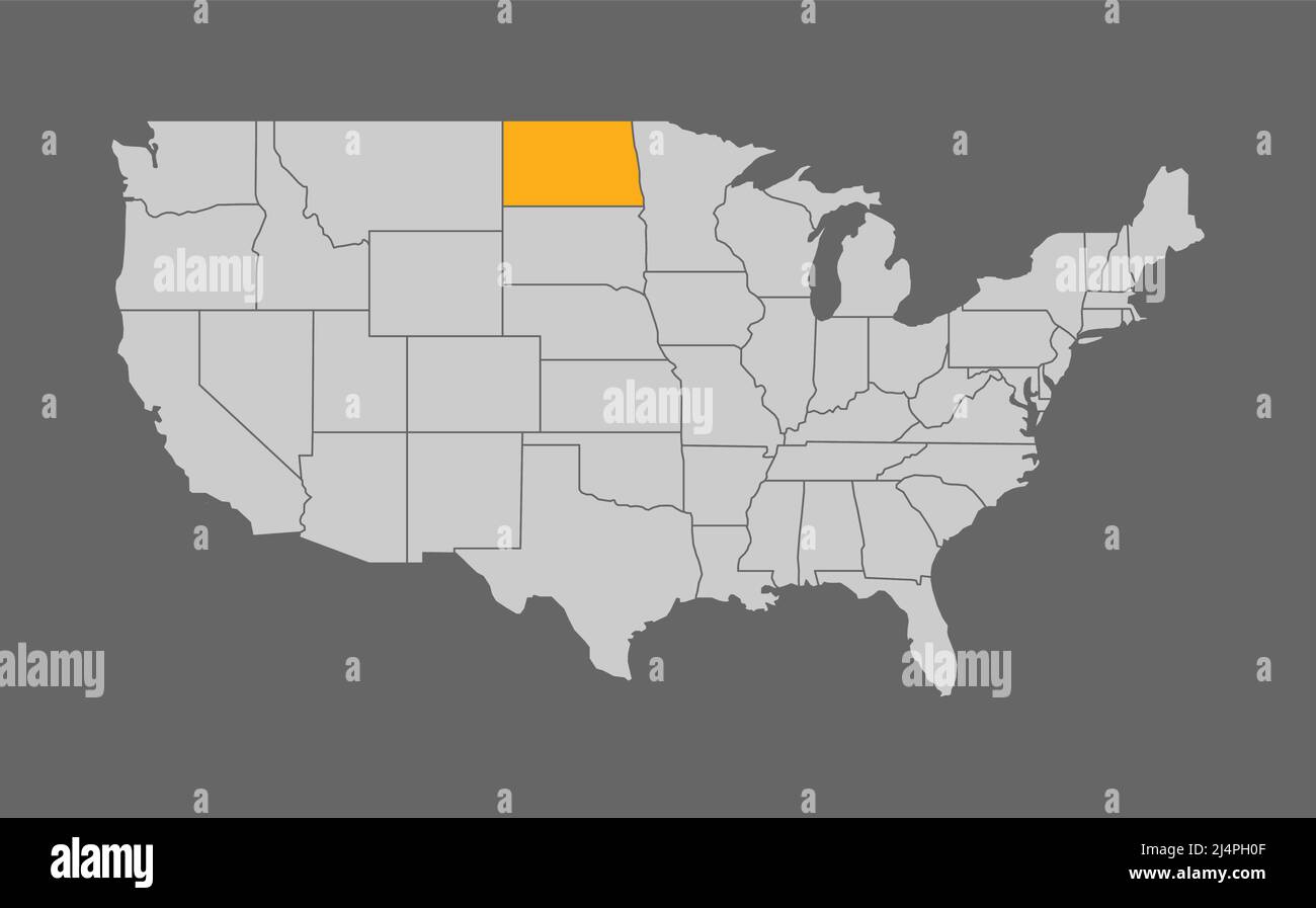Map of United States with North Dakota highlight Stock Vector Image ...