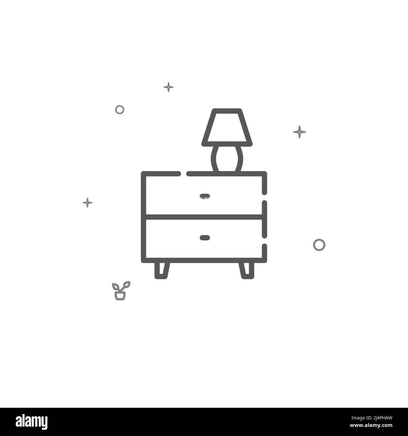 Bedside table simple vector line icon. Home furniture. Symbol ...