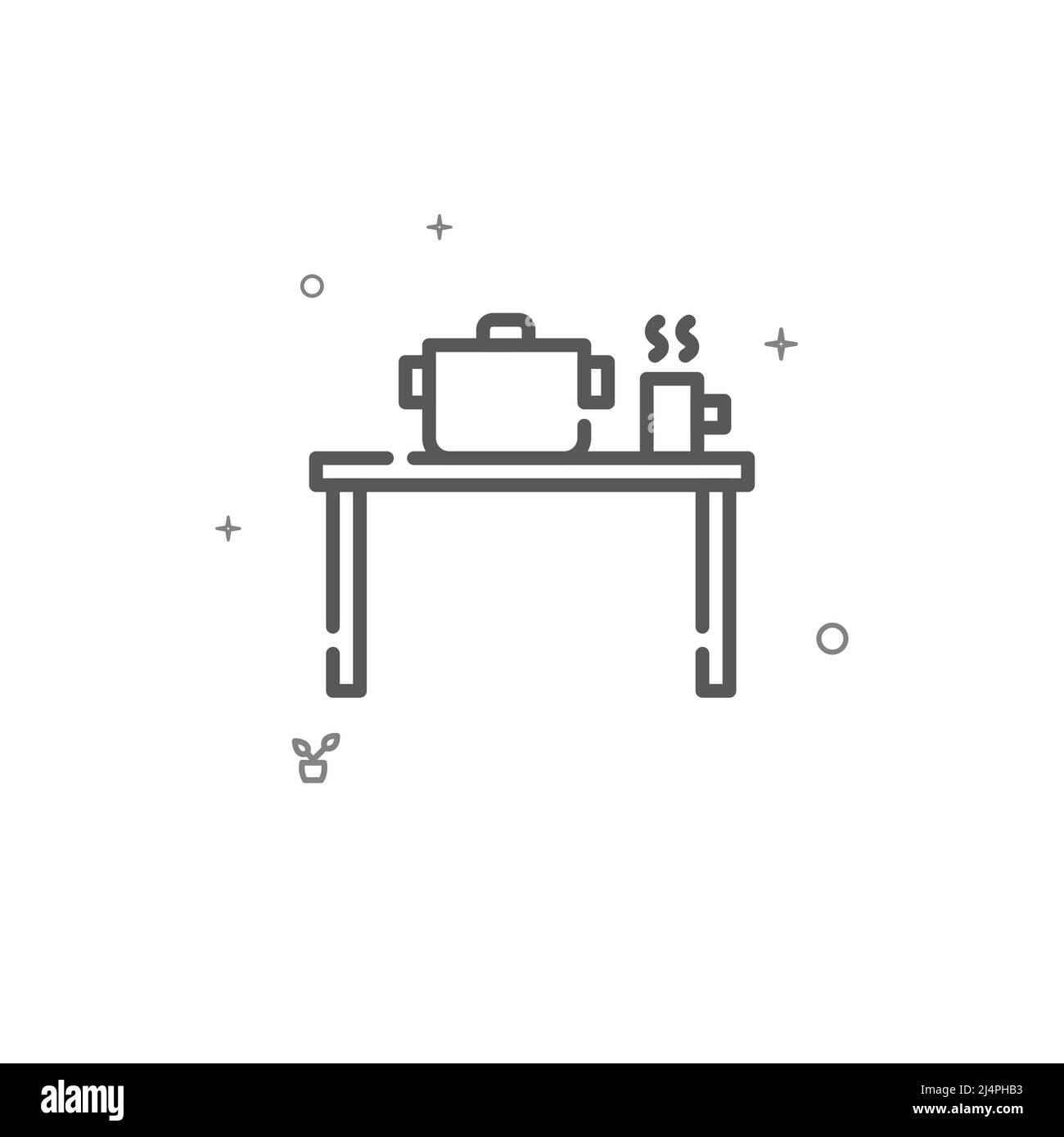 Dinner table simple vector line icon. Home furniture. Symbol, pictogram ...