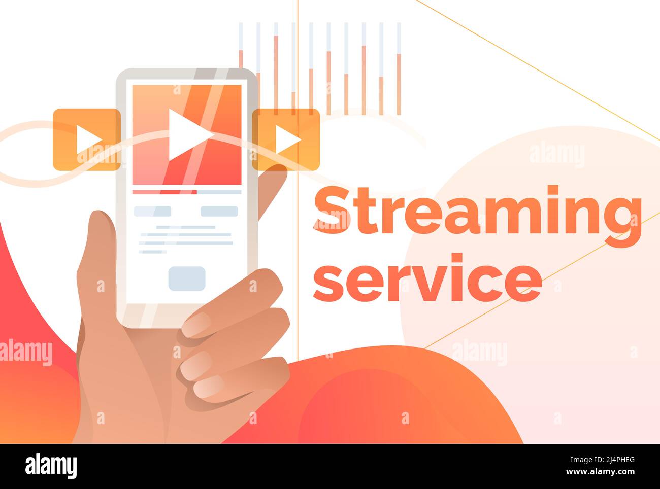 Streaming service poster template. Hand holding mobile phone with play ...
