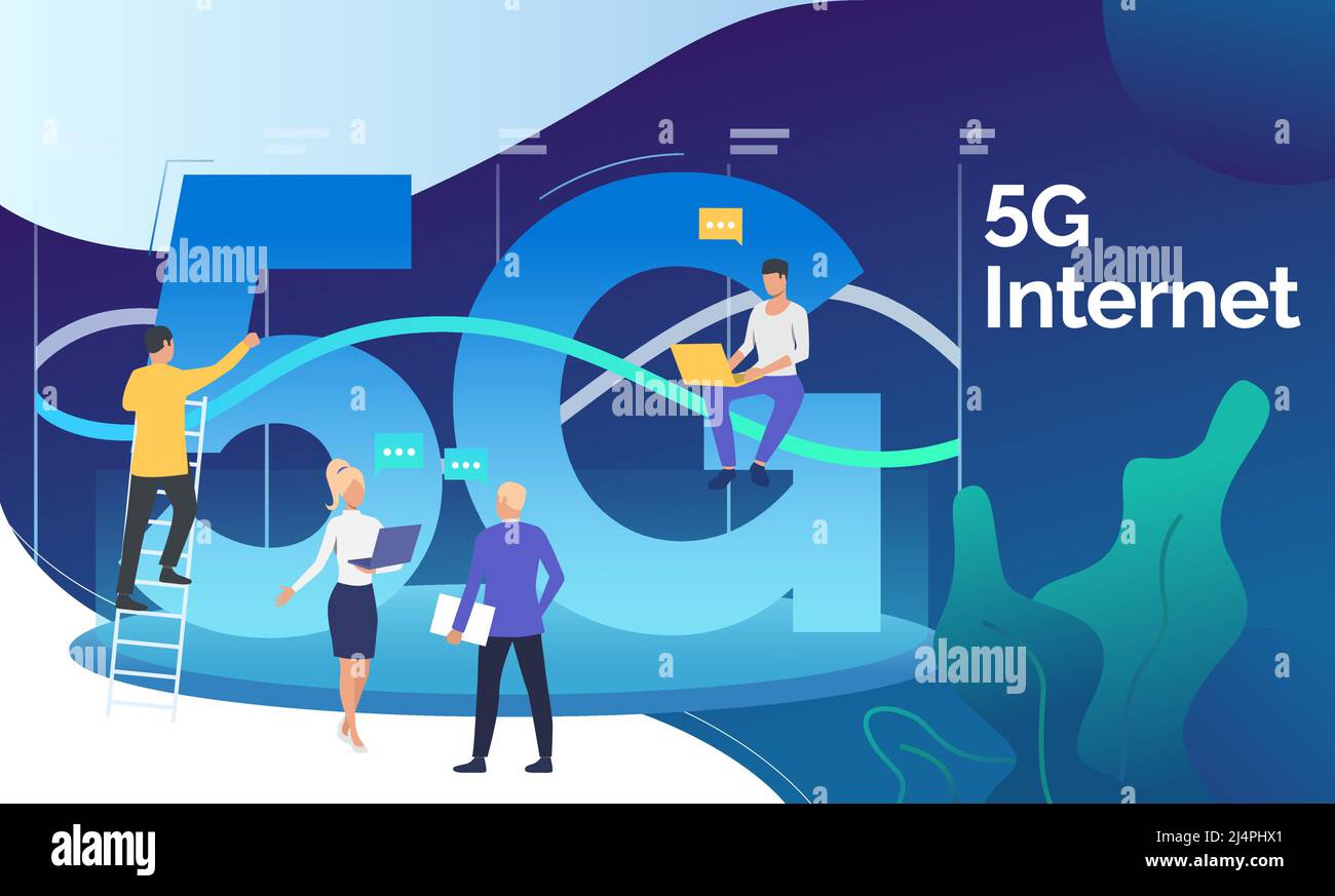 Technical developers working on 5G network project. Fifth generation ...