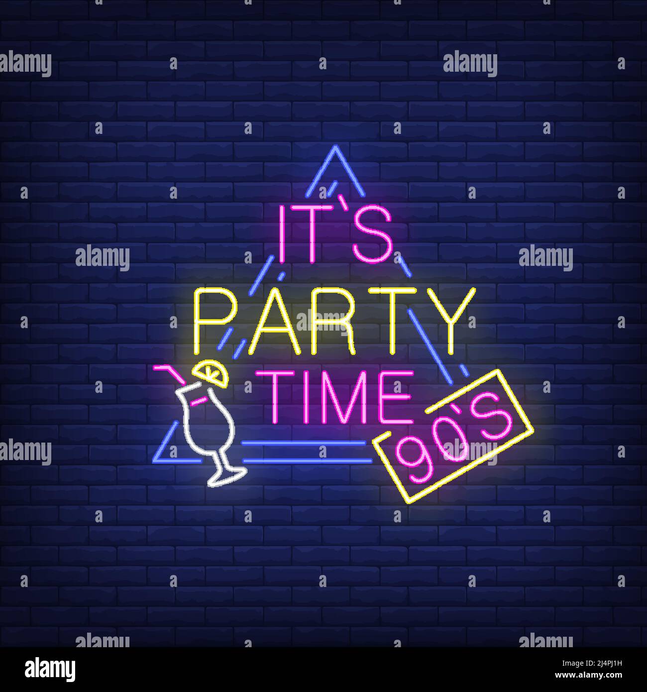 Its party time neon lettering with cocktail. Party and entertainment ...