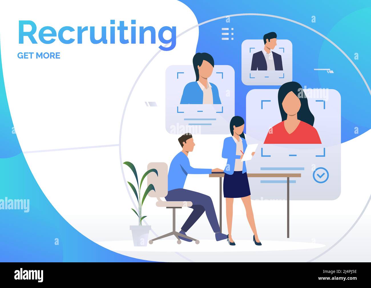 Recruiting agents studying candidate profiles. Personnel search ...