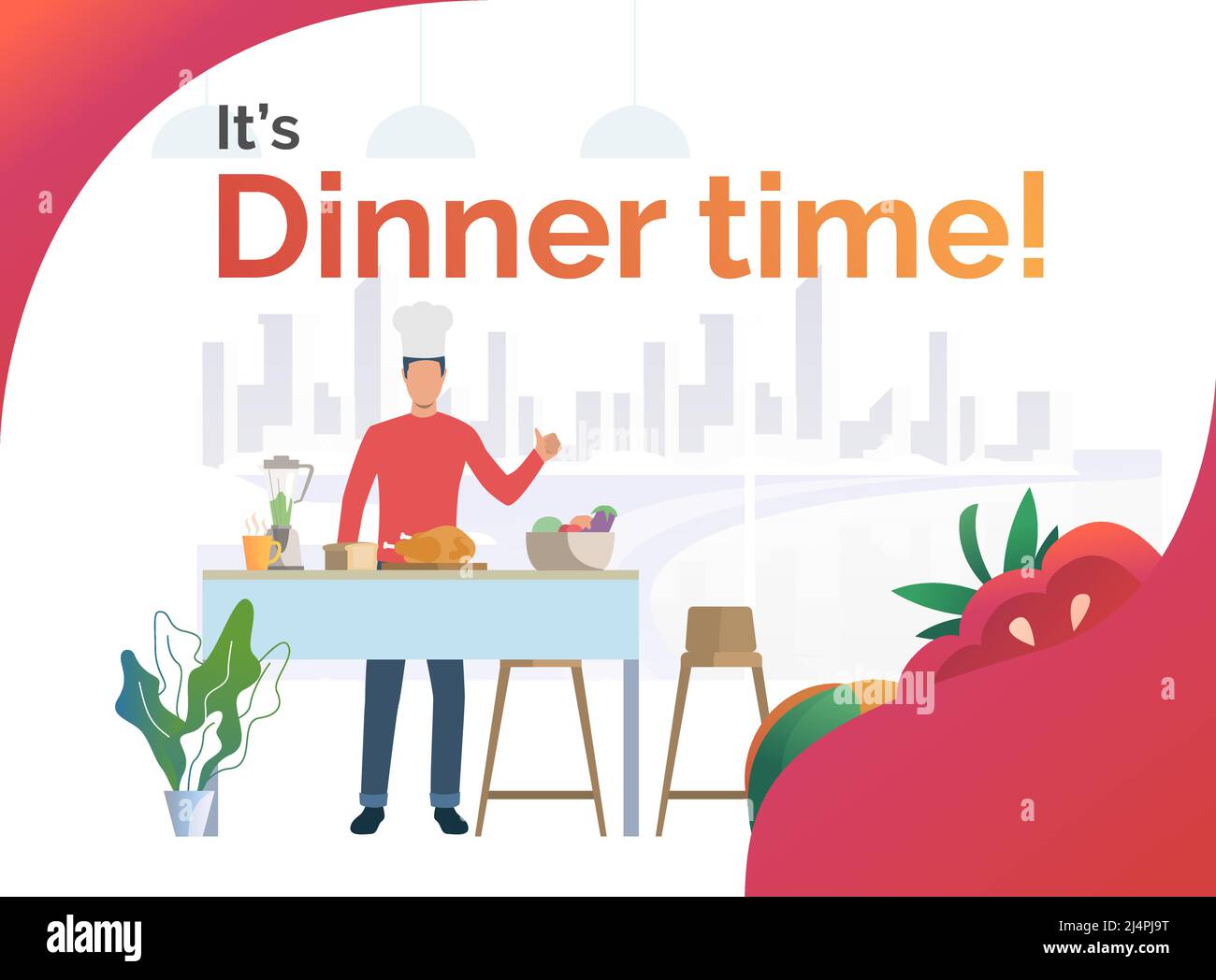 Chef cooking dinner in kitchen and showing thumb up. Meal, restaurant ...