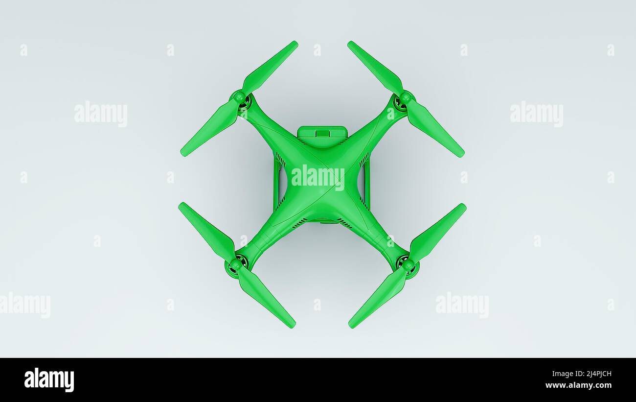 3d render Modern green color Remote Control Air Drone Flying with ...