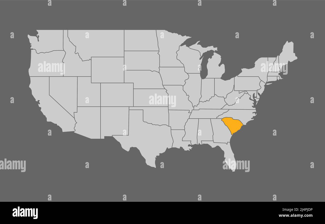 Map of United States with South Carolina highlight Stock Vector Image ...