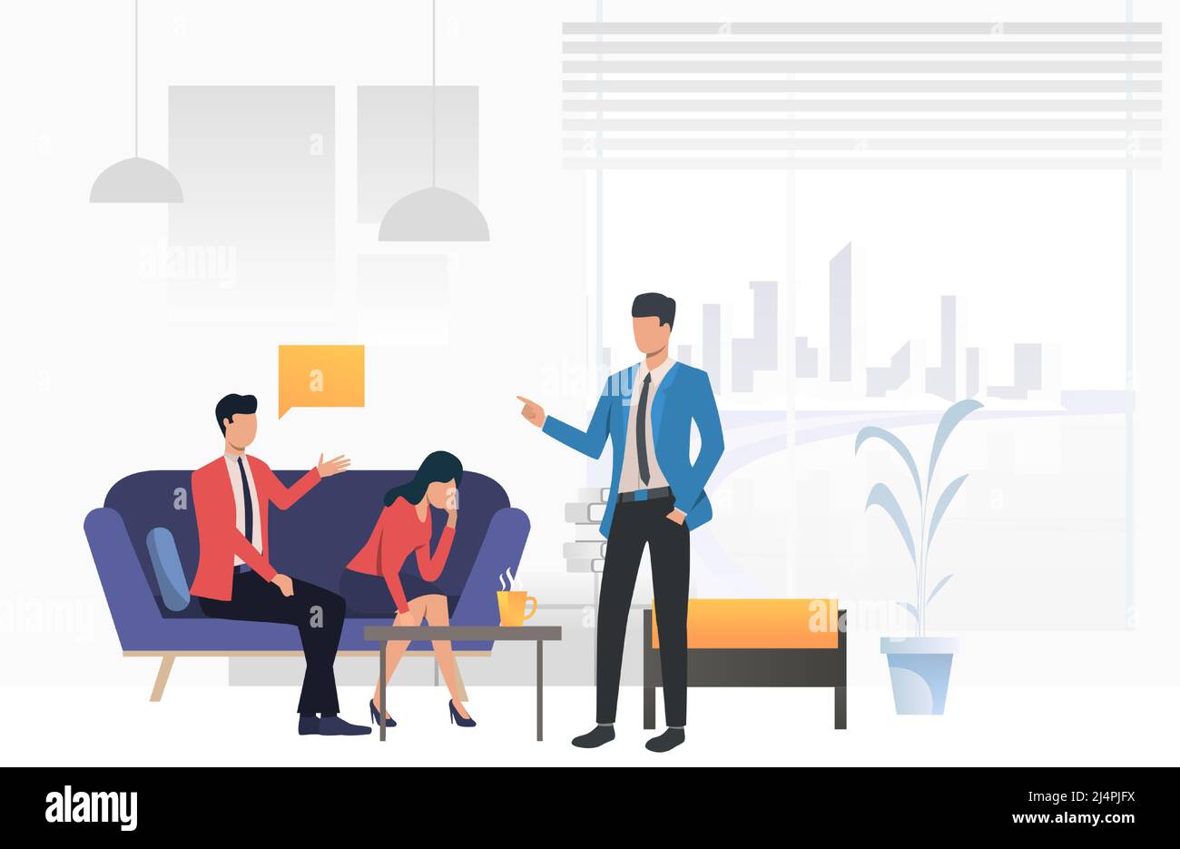 Psychologist giving advice to husband and wife vector illustration ...