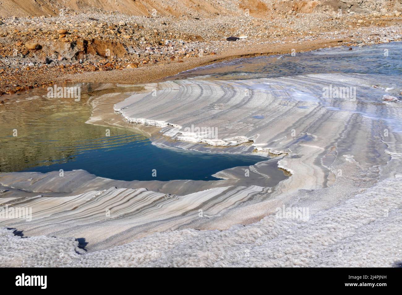 Salt layers on the Dead Sea. Abstract texture. Background. Israel Stock ...