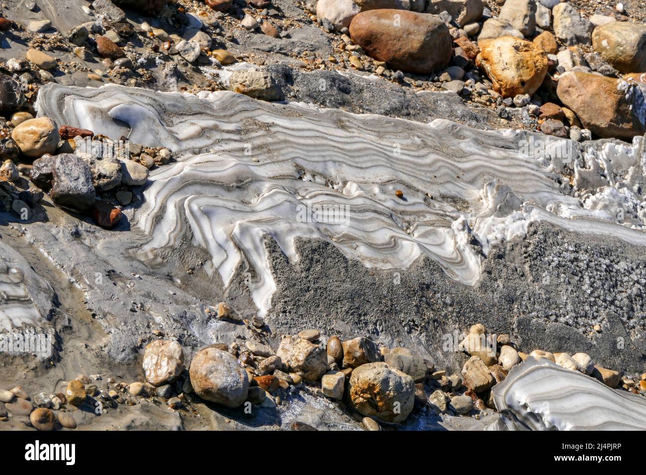 Salt layers on the Dead Sea. Abstract texture. Background. Israel Stock ...