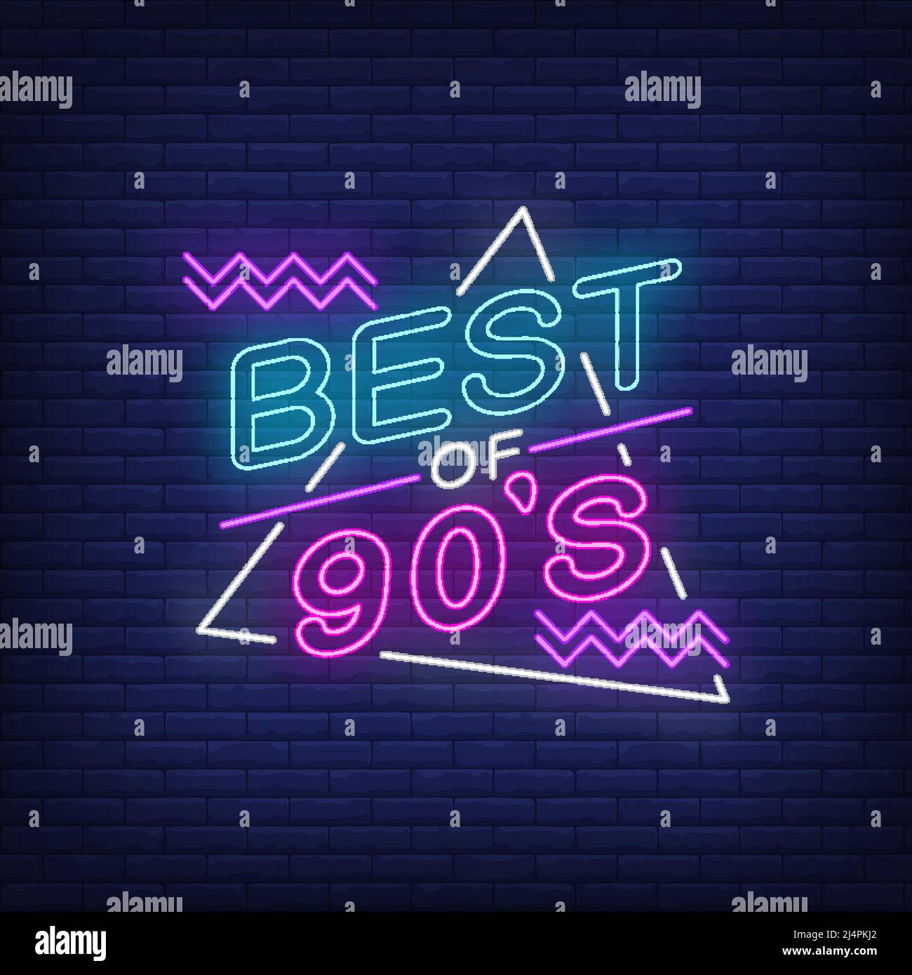 Best of nineties neon lettering. Party and entertainment design. Night ...