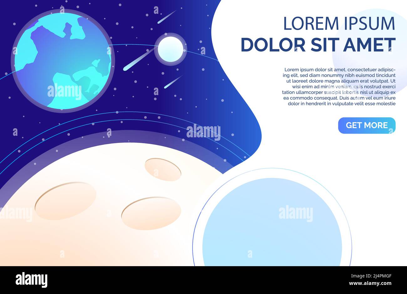 Planet surface with craters and text sample. Earth, solar system, space ...