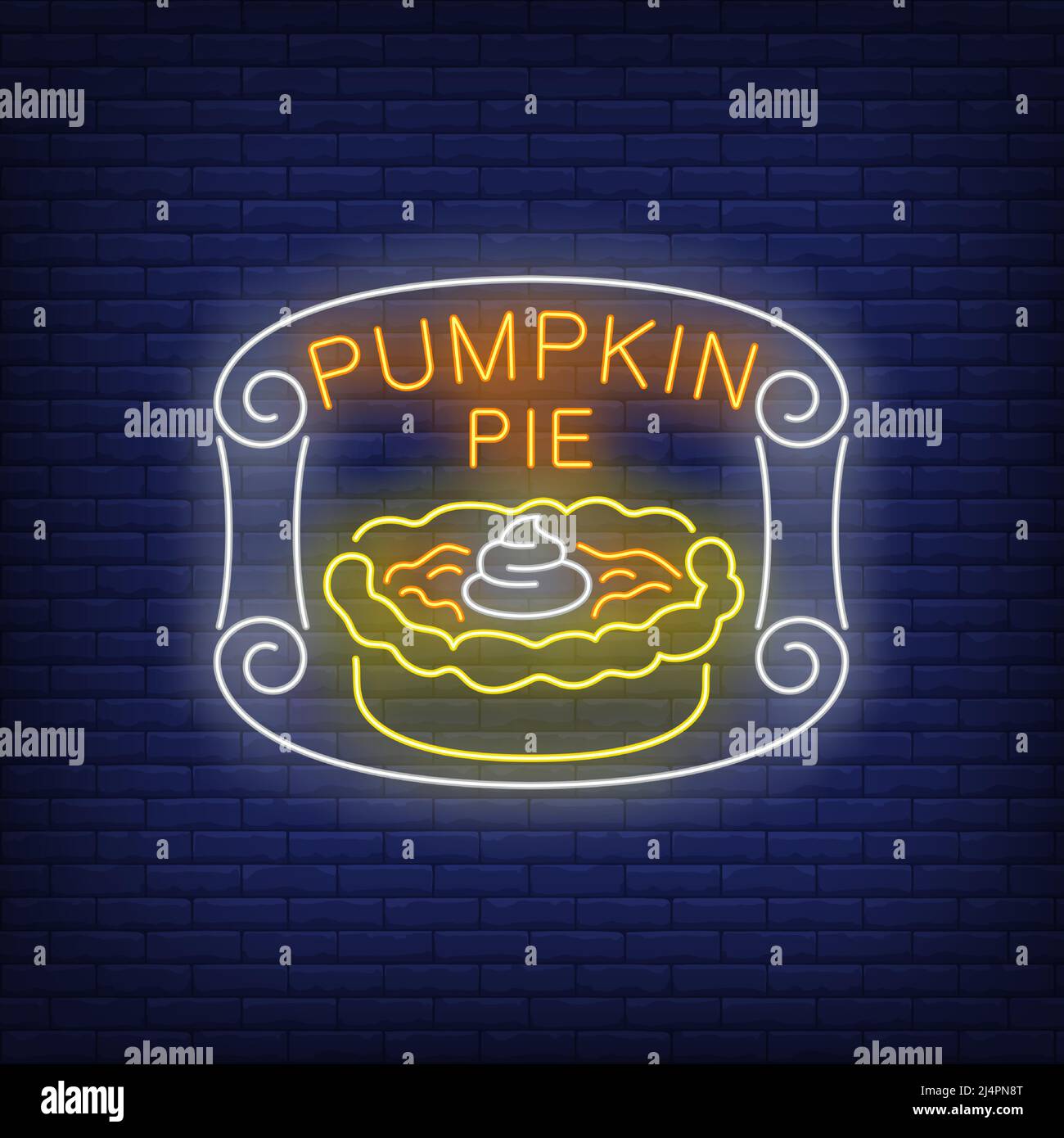 Pumpkin pie neon sign. Glowing neon pie. Pastry, pumpkin, Thanksgiving ...