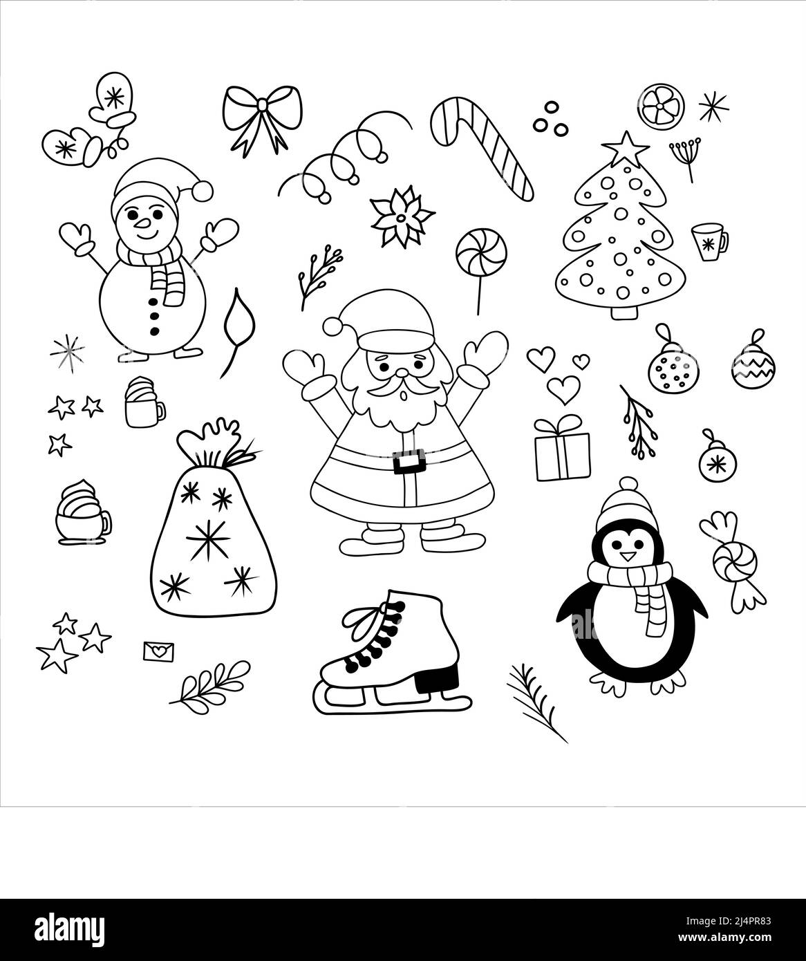 Set of cute Christmas doodles. Vector illustration Stock Vector Image ...