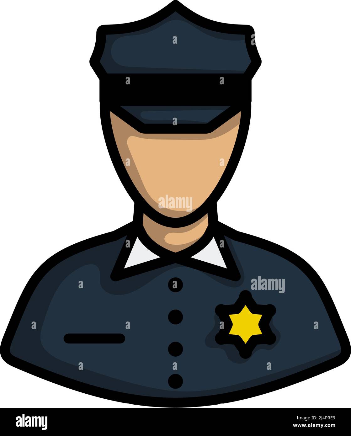 Policeman Icon. Editable Bold Outline With Color Fill Design. Vector ...