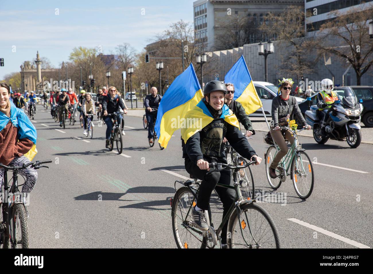 Berlin, Germany. 17th Apr, 2022. The Bicycle protest against Russia's ...