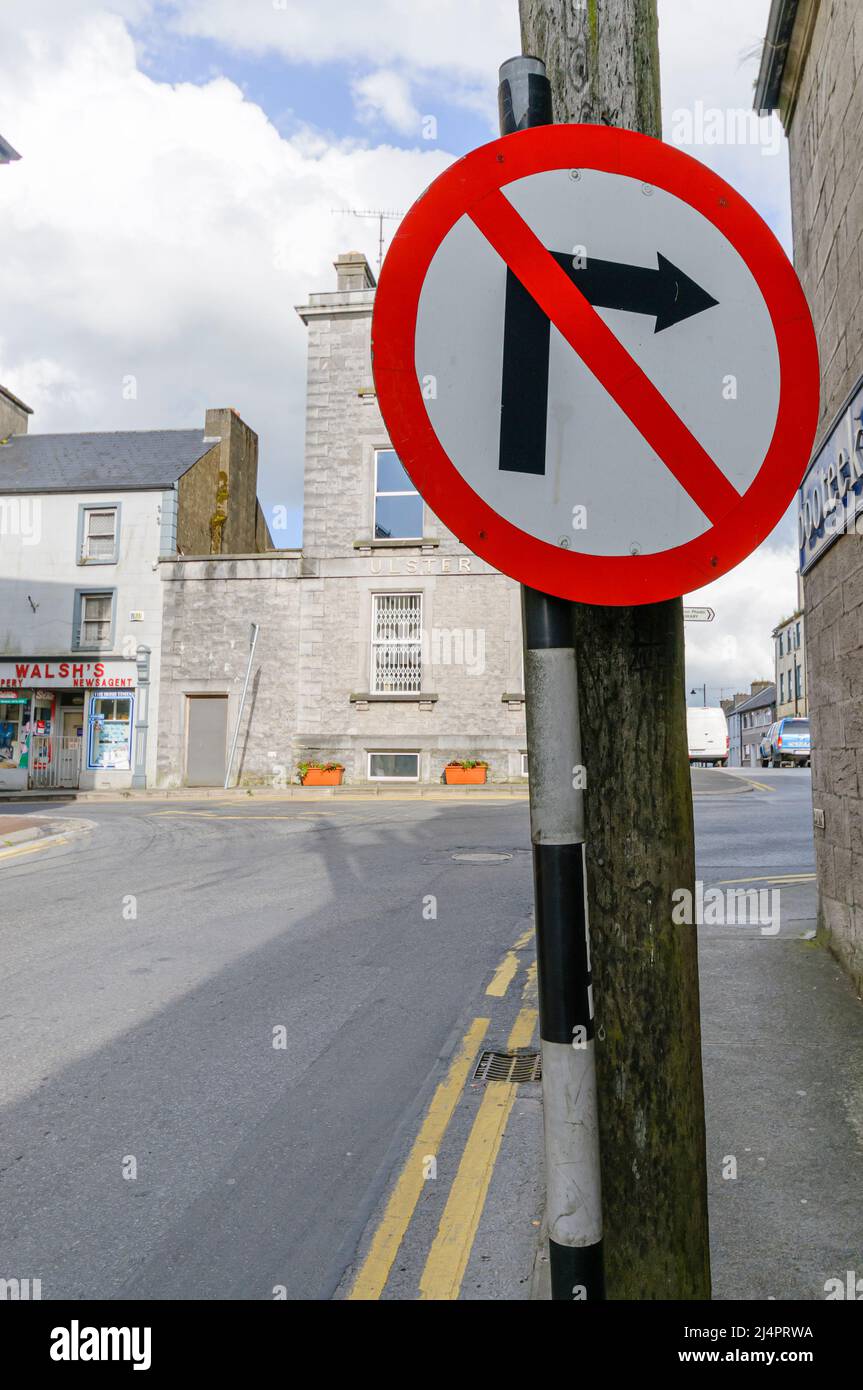 No right turn road sign in an Irish town Stock Photo - Alamy