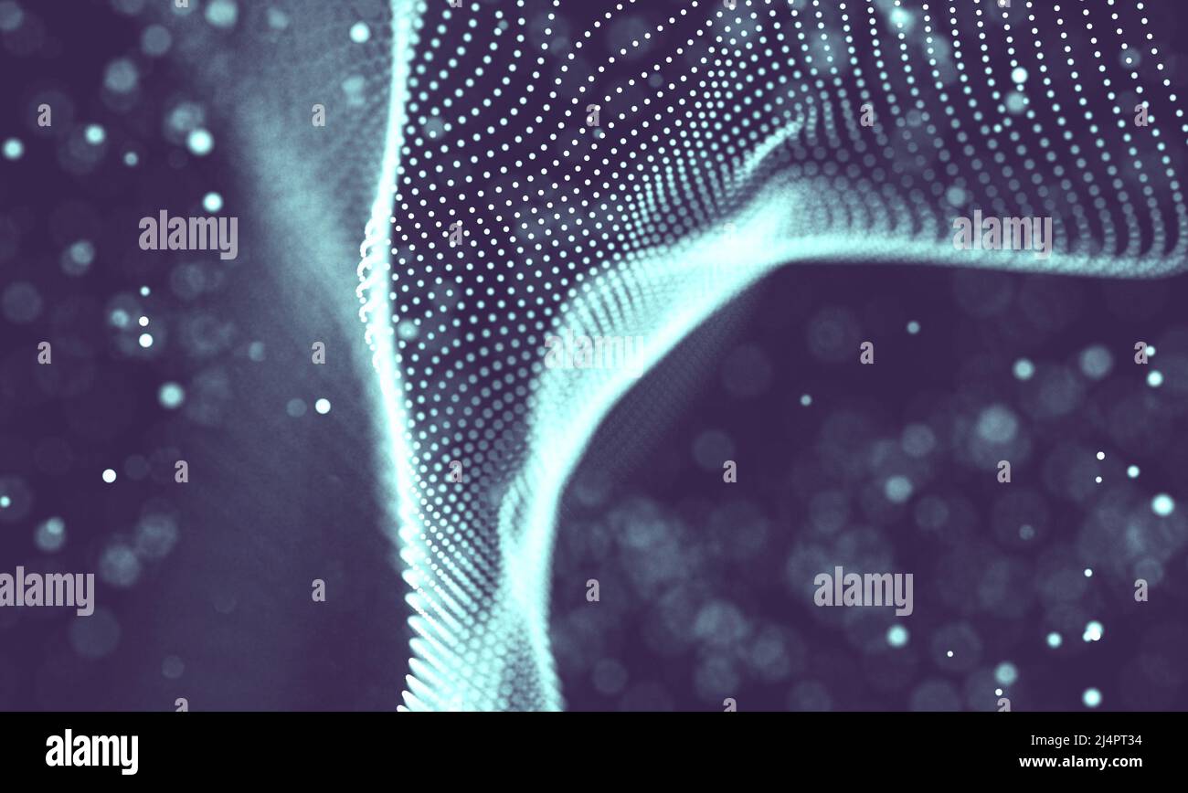 Abstract futuristic illustration of polygonal surface. Low poly shape with connecting dots and ...