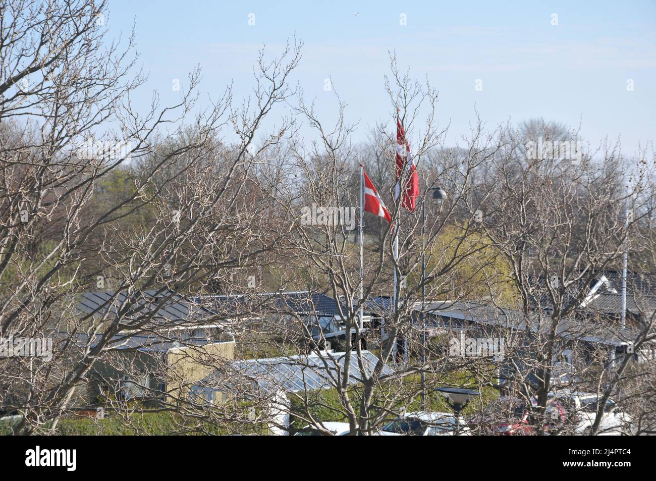Kastrup/Copenhagen/Denmark/17 April 2022/Danes fly dannebrog or danish ...