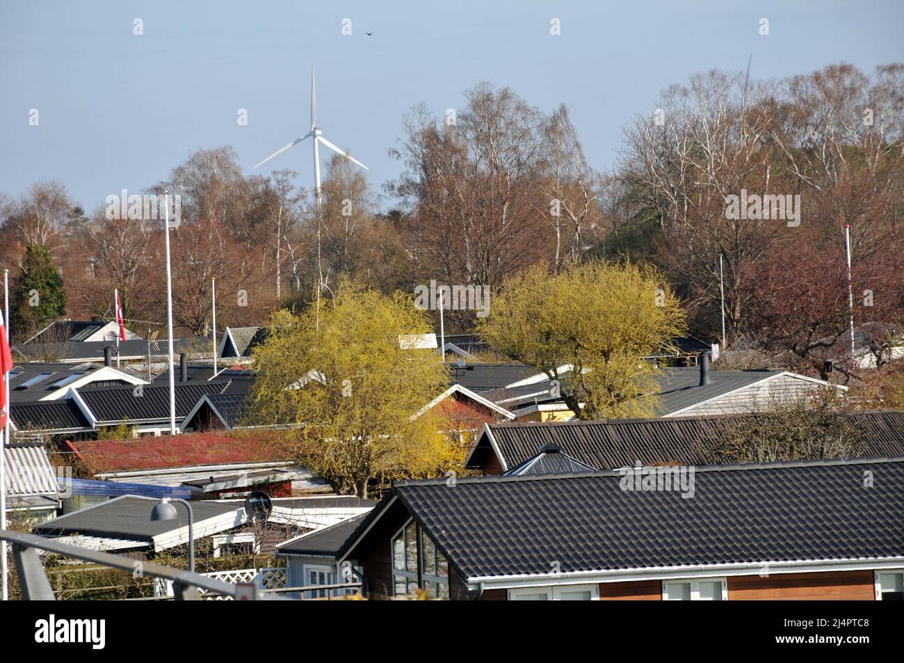 Kastrup/Copenhagen/Denmark/17 April 2022/Danes fly dannebrog or danish ...