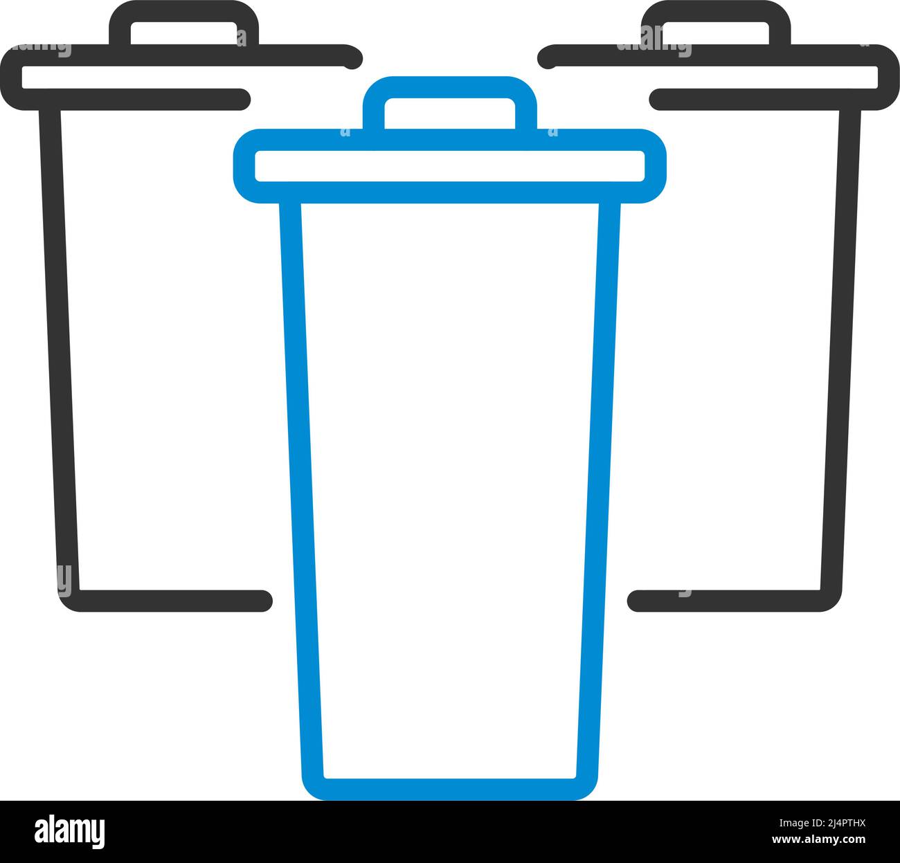 Garbage Containers With Separated Trash Icon. Editable Bold Outline ...