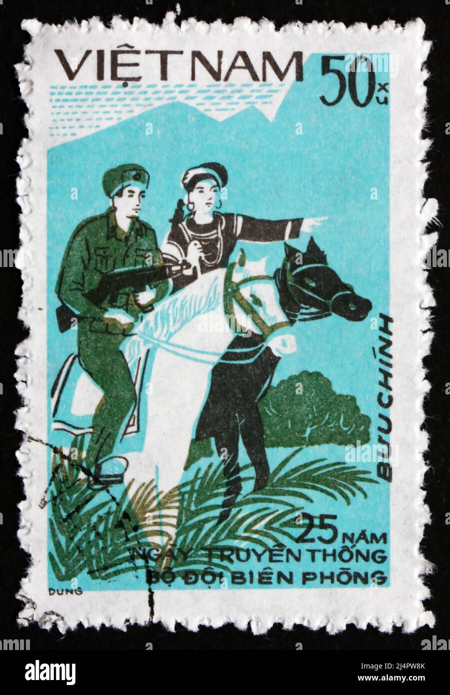 VIETNAM - CIRCA 1984: a stamp printed in Vietnam shows Frontier Forces ...