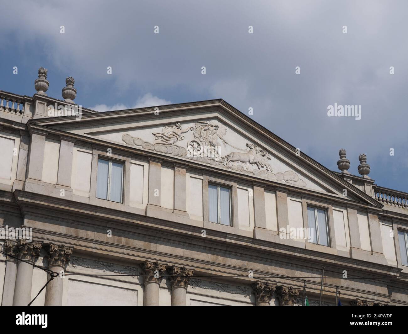 Portico of La Scala opera house in european Milan city at Lombardy ...