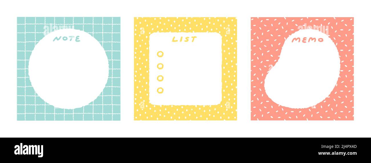 Set of cute blank notepad hand drawn vector illustration. Template ...