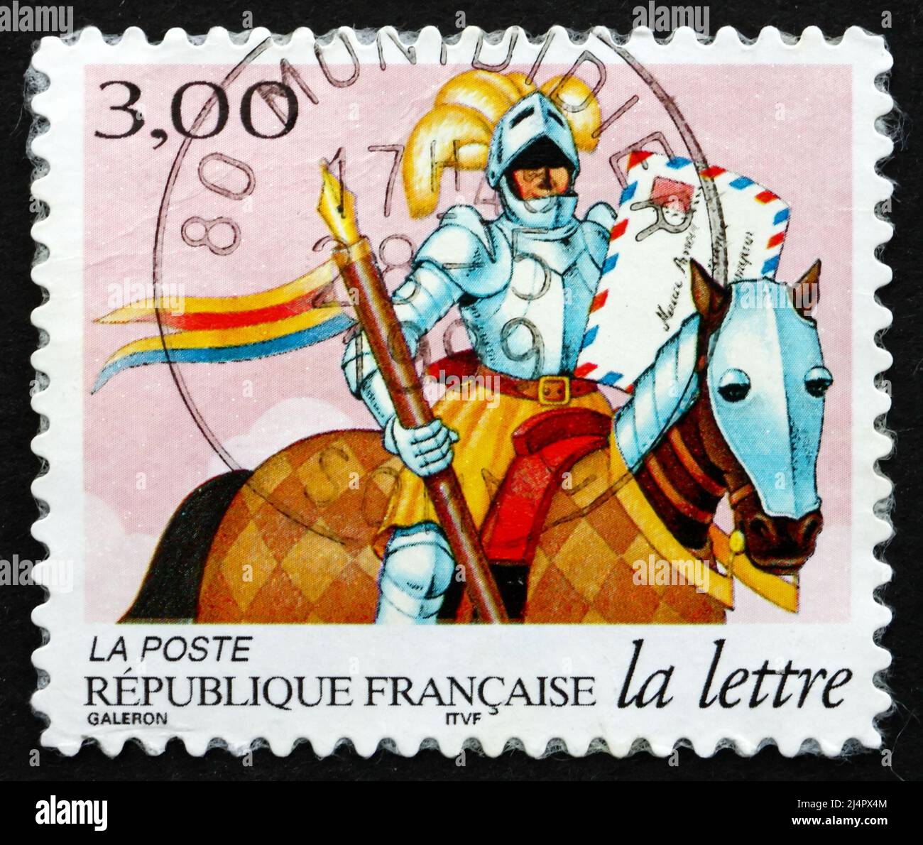 FRANCE - CIRCA 1998: a stamp printed in the France shows Knight ...