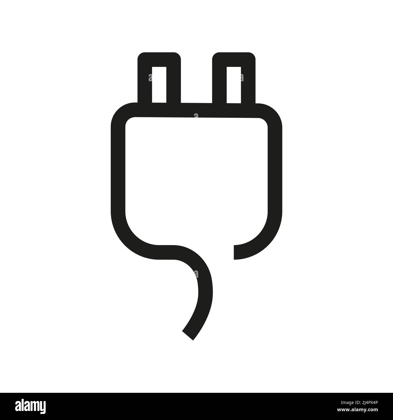 Charging plug icon in outline style on white background Stock Vector ...
