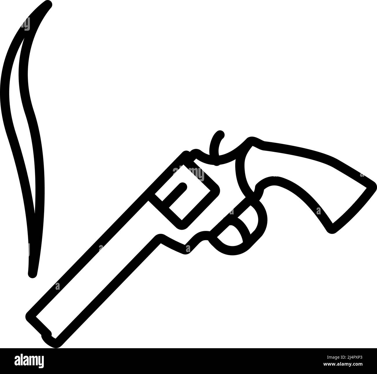 Smoking Revolver Icon. Bold outline design with editable stroke width ...