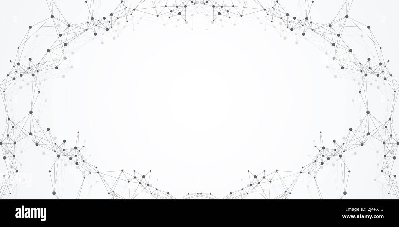 Technology abstract background with connected line and dots. Big data visualization. Artificial ...